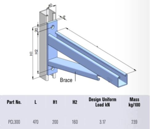 Cantilever HDG Braced Bracket 470mm | PowAGroup Global Pty Ltd